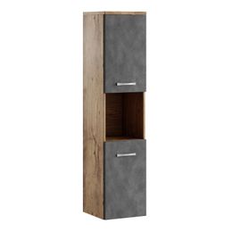 Badplaats BADEZIMMERSCHRANK Montreal mit 2 T&uuml;ren Kastanien Eiche / Grau - 30 x 30 x 130 cm