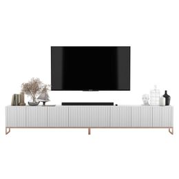 TV-LOWBOARD 2-er Set Elpis Wei&szlig; Matt mit Metallrahmen 150 cm