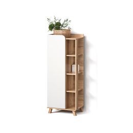 MIDISCHRANK Marano Sonoma/Wei&szlig; 50 x 128 cm mit T&uuml;r und offenen F&auml;chern
