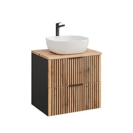 WASCHTISCH 60.6cm Gaia Holz in Eichenoptik und Schwarz