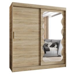 SCHIEBET&Uuml;RENSCHRANK mit Spiegel SPOTI 200/180/62 2-t&uuml;rig
