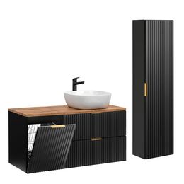 BADM&Ouml;BEL 120.8cm Adriel 2er-Set Schwarz und Holz