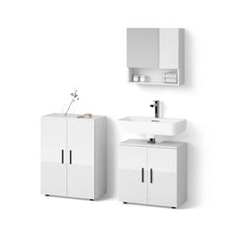 BADM&Ouml;BEL-SET Ronco Wei&szlig; Hochglanz 3 Teile, mit Unterschrank 60 cm