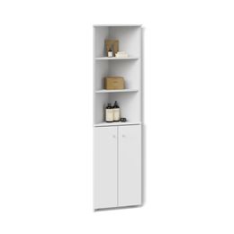 BADSCHRANK Fucino Wei&szlig; 52 x 175 cm Eckschrank mit 2 T&uuml;ren