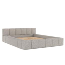 POLSTERBETT Milos mit Stauraum 180/200 cm Grau im Bubble Stoff