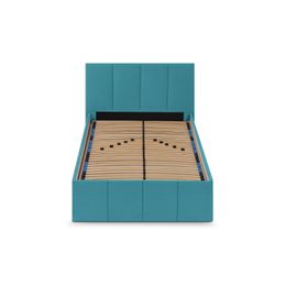 Halmon Schlafkomfort Betten POLSTERBETT Dalas Blau 100 x 200 x 40 cm Stauraum Mit hochwertiger Matratze H2 (bis 100 kg) und Lattenrost