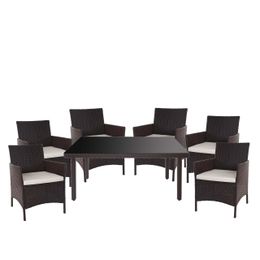 MCW POLY-RATTAN-GARNITUR Braun, Cremewei&szlig;