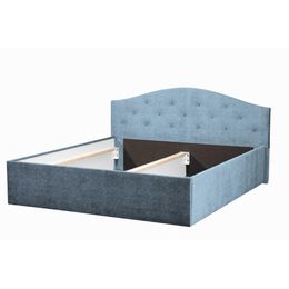 Halmon Schlafkomfort Betten POLSTERBETT Oslo Blau 180 x 200 x 40 cm Stauraum ohne hydraulische Funktion Mit hochwertiger Matratze H3 (bis 120 kg) und Lattenrost