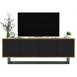 TV-SCHRANK Apollo2 Eiche wotan Schwarz Matt 150/53/35 cm