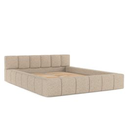 POLSTERBETT Milos mit Stauraum 160/200 cm Hellbeige im Bubble Stoff