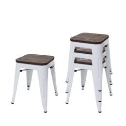 MCW HOCKER HOLZ-SITZFL&Auml;CHE Wei&szlig; 4er-Set