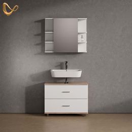 BADM&Ouml;BEL-SET Eisak Wei&szlig;/Sonoma 2 Teile, Unterschrank 80 cm