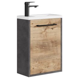 Badplaats G&Auml;STE-WC-M&Ouml;BELSET Florence 2 Teile Kastanien Eiche / Grau - 40 x 22 x 50 cm
