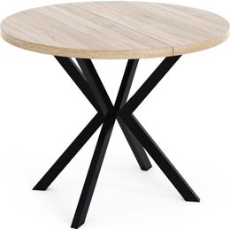 ESSTISCH Valeo runder ausziehbarer, Sonoma Eiche 100-180/100/76 cm