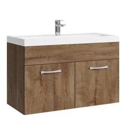 Badplaats BADM&Ouml;BEL-SET Paso 2 Teile Braun Eiche - 80 x 35 x 55 cm