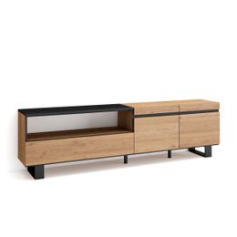 LOWBOARD, Eiche, Schwarz, 200/35/57cm
