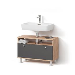 WASCHBECKENUNTERSCHRANK Fucino Goldkraft Eiche/Anthrazit 80.2 x 54 cm mit Schublade