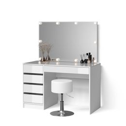 SCHMINKTISCH Imola Wei&szlig; mit LED Beleuchtung und Hocker
