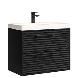 Badplaats BADM&Ouml;BEL-SET Etna 2 Teile Schwarz Matt - 60 x 35 x 51 cm