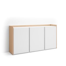 SIDEBOARD, Wei&szlig; und Eiche, 156/35/80cm, mit Led