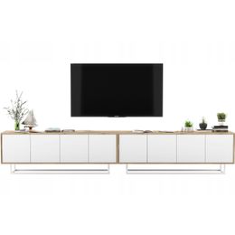 TV-SCHRANK 2-er Set Apollo2 Eiche wotan Wei&szlig; Matt 150 cm