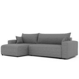 ECKSOFA mit Schlaffunktion und Bettkasten, Grau
