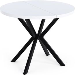 ESSTISCH Valeo runder ausziehbarer, Wei&szlig; 100-180/100/76 cm