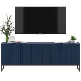 TV-SCHRANK Elpis Marineblau Matt mit Metallrahmen Glamour 150 cm