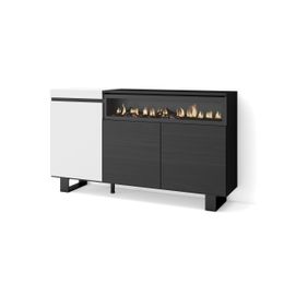 SIDEBOARD wei&szlig; und schwarz, 150/35/87cm