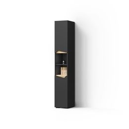 BADSCHRANK Timavo Anthrazit 30 x 180 cm mit T&uuml;ren, und offenen F&auml;chern