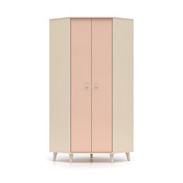 SCHRANK 2 T&uuml;ren Alycia Beige - Korallenrosa - Holzeffekt