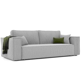 SOFA mit Schlaffunktion und Bettkasten, Hellgrau