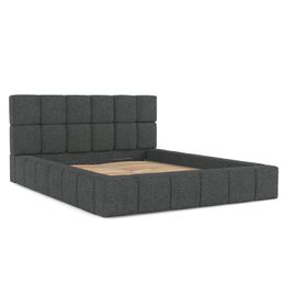POLSTERBETT Paros mit Stauraum 160/200 cm Anthrazit im Bubble Stoff