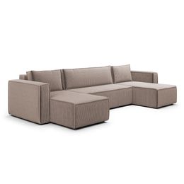 PANORAMASOFA Ezekiel 5 Sitzpl&auml;tze Taupe