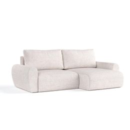 ECKSOFA OMARI mit Schlaffunktion Hellbeige im Neve Stoff