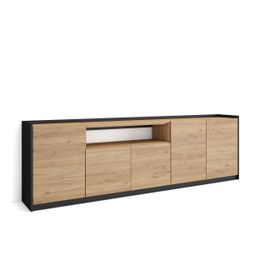 SIDEBOARD, Highboard, Eiche Schwarz, 260/37/80cm