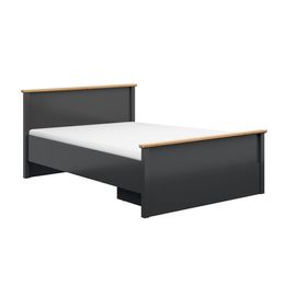 BETT 140/200 Duck Anthrazitgrau und Holz in Eichenoptik