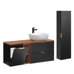 BADM&Ouml;BEL 140.8cm Adriel 2er-Set Schwarz und Holz