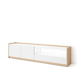 LOWBOARD, Wei&szlig; und Eiche, 207/37/50cm, mit Led
