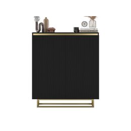 HIGHBOARD Selene 2D Schwarz Matt 111 cm goldfarbener Rahmen
