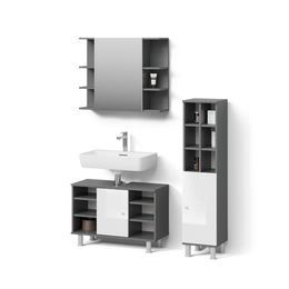 BADM&Ouml;BEL-SET Fucino Anthrazit 3 Teile, mit Midischrank T&uuml;r gro&szlig;