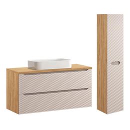 BADM&Ouml;BEL 120cm Elora 2er-Set Beige und Holz