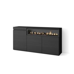 SIDEBOARD Elektrokamin, schwarz, 150/35/75cm