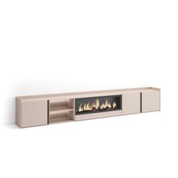 LOWBOARD, Beige, 315/35/50cm, Kamin mit Feuereffekt XXL