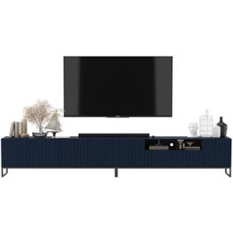 TV-LOWBOARD 2er-Set Elpis2 Marineblau matt mit schwarzem Metallrahmen 150 cm