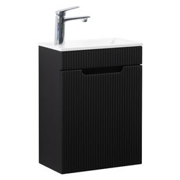 Badplaats G&Auml;STE-WC-M&Ouml;BELSET Thermis 2 Teile Schwarz Matt - 40 x 22 x 53 cm