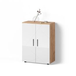 MIDISCHRANK Ronco Wei&szlig; Hochglanz/Goldkraft Eiche 60 x 81 cm