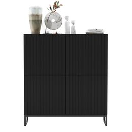 KOMMODE Elpis 4D Schwarz matt 112 cm mit Metallrahmen