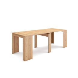 KONSOLENTISCH ausziehbar 58 bis 222cm, f&uuml;r 10 G&auml;ste, hell eiche, 90/58/77cm