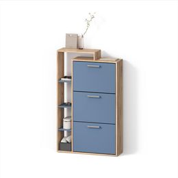 SCHUHKIPPER Ortello Goldkraft Eiche/Blau 80 x 128.3 cm mit 3 F&auml;chern